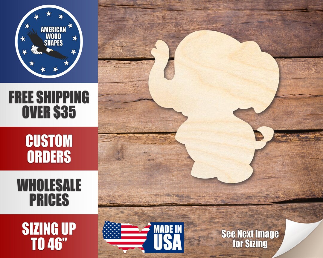 Unfinished Wood Cute Baby Elephant Shape - Craft - up to 36" DIY - Etsy