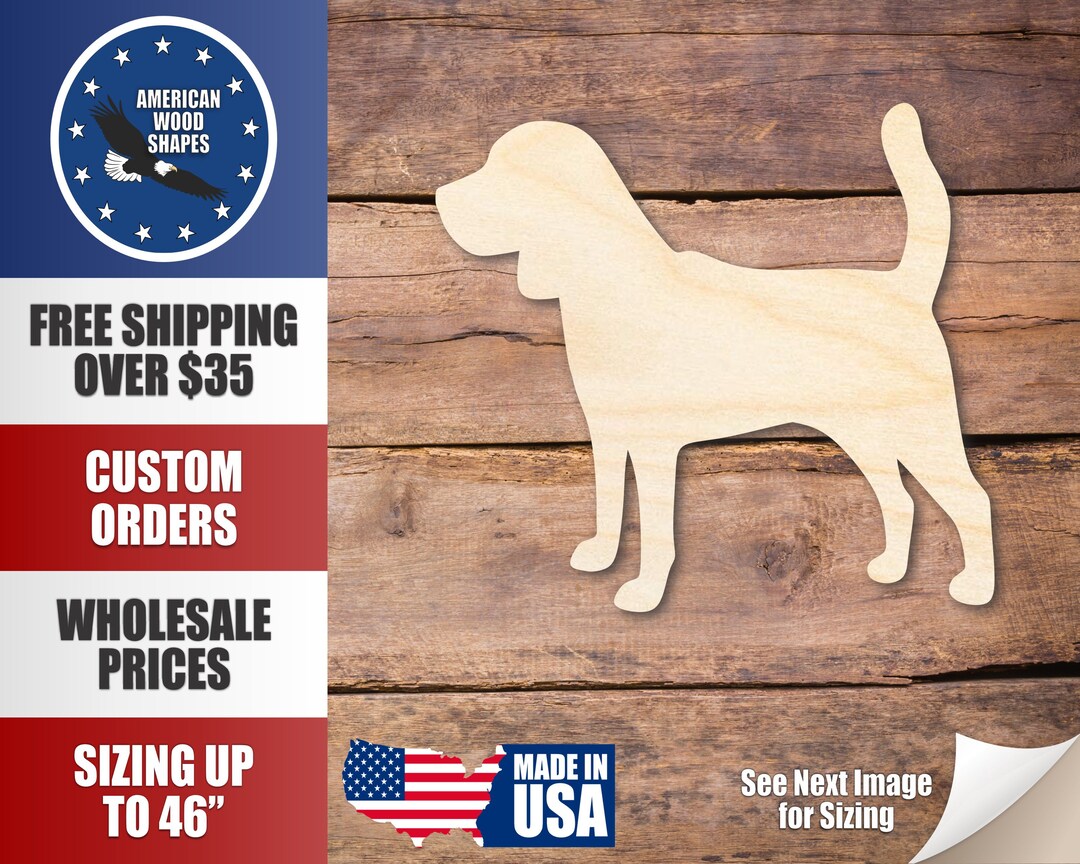 Unfinished Wood Beagle Dog Shape - Animal - Pet - Craft - up to 24" DIY ...