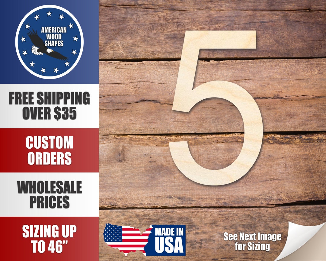 Unfinished Wood Arial Number 5 Shape - Craft - up to 36" DIY - Etsy