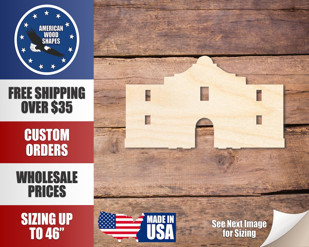 Unfinished Wood Alamo Shape - Texas - Craft - up to 36" DIY - Etsy