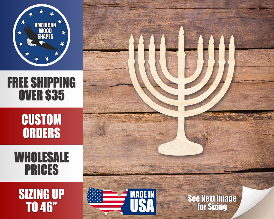 Unfinished Wood Hanukkiah Menorah Shape - Craft - up to 36" - Etsy