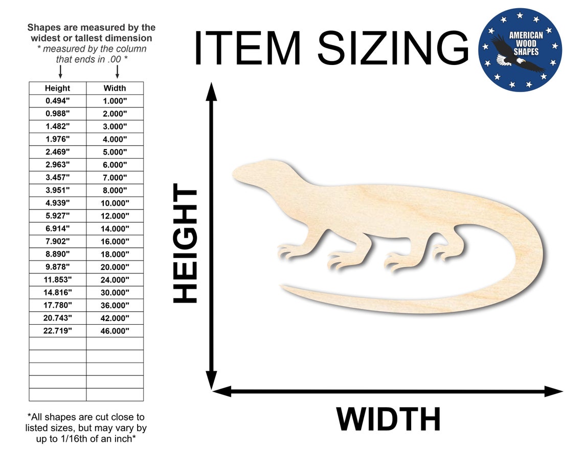 Unfinished Wood Komodo Dragon Shape - Craft - up to 36" DIY - Etsy