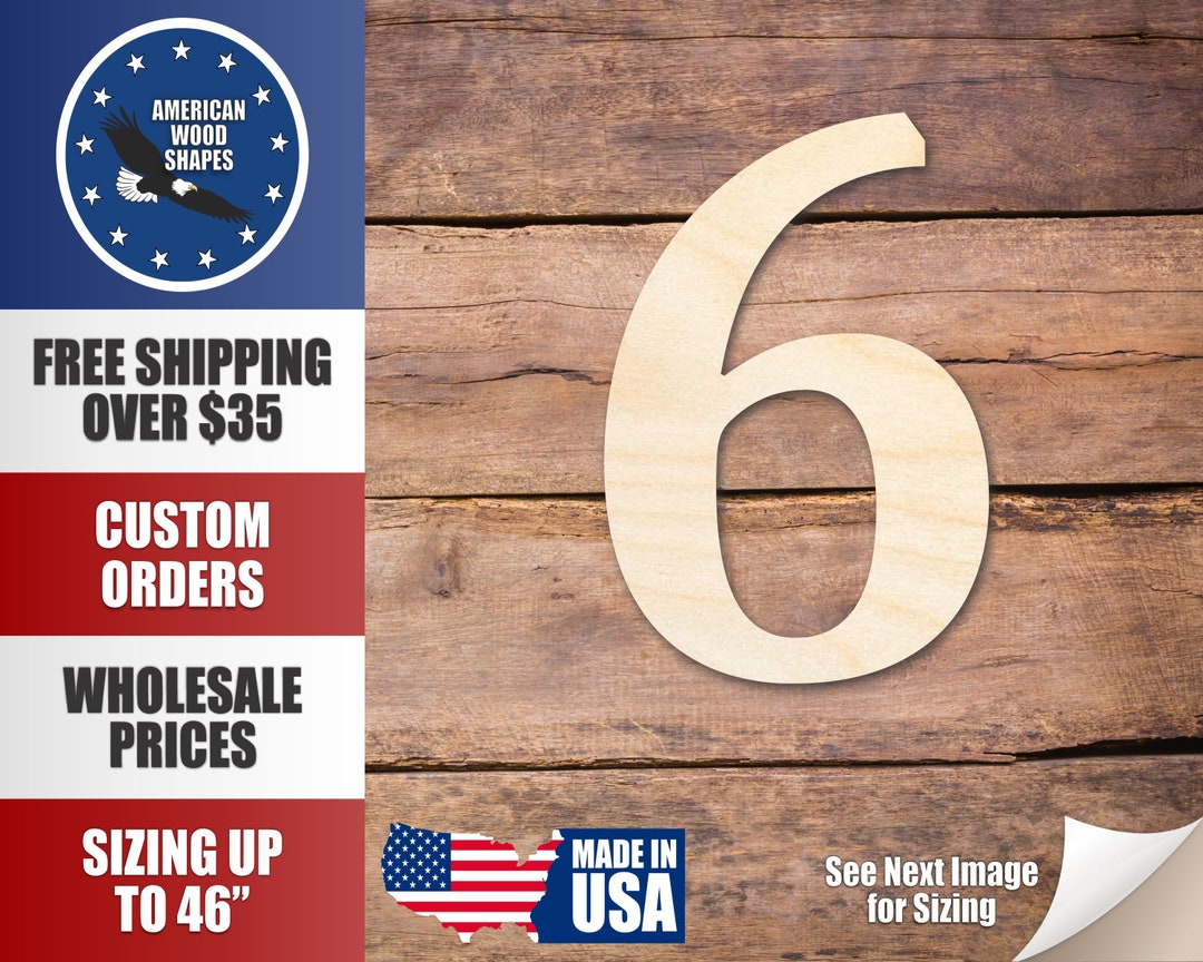 Unfinished Wood Cambria Number 6 Shape - Craft - up to 36" DIY - Etsy