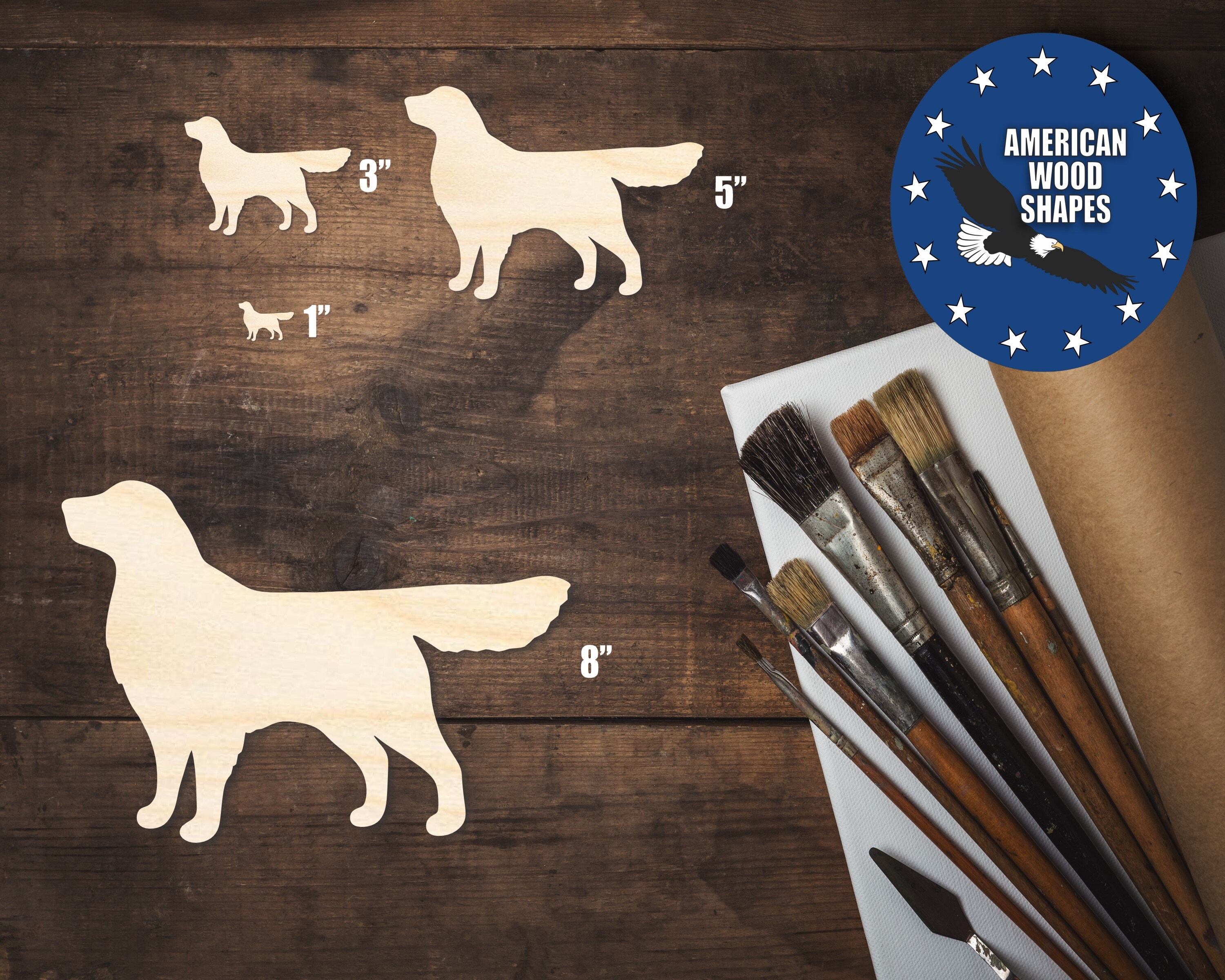 Unfinished Wood Golden Retriever Dog Shape - Animal - Pet - Craft - up ...