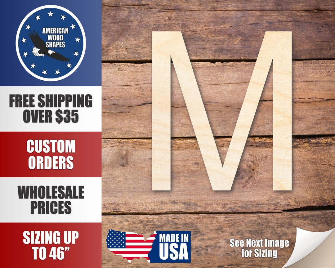 Unfinished Wood Arial Letter M Shape - Craft - up to 36" DIY - Etsy