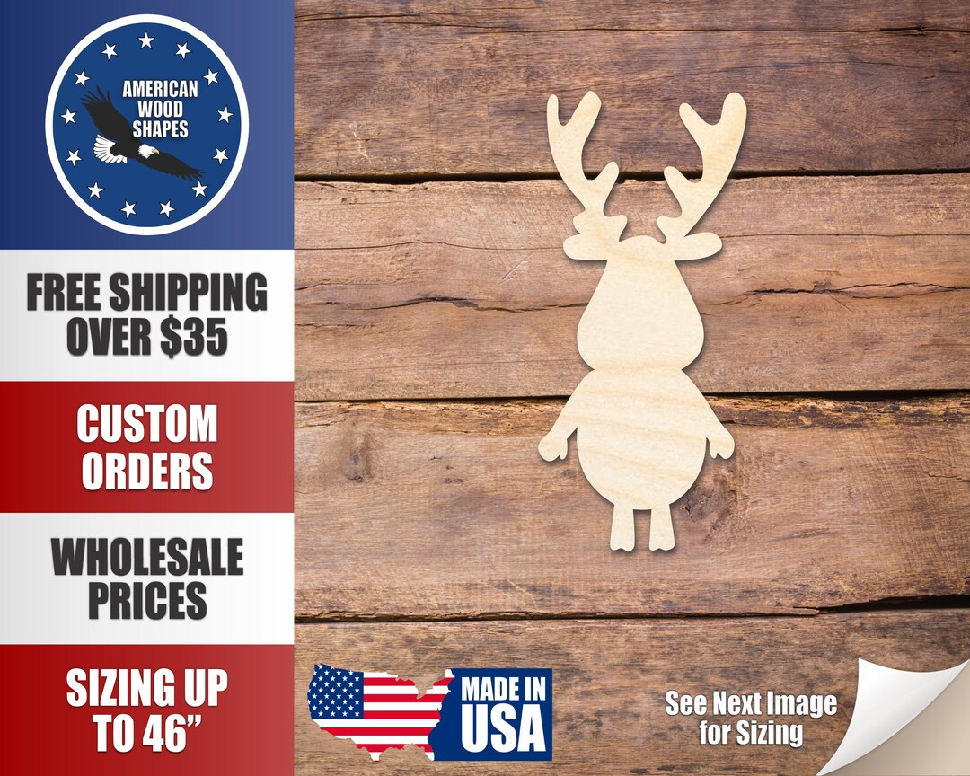 Unfinished Wood Cartoon Deer Moose Shape - Craft - up to 36" DIY - Etsy