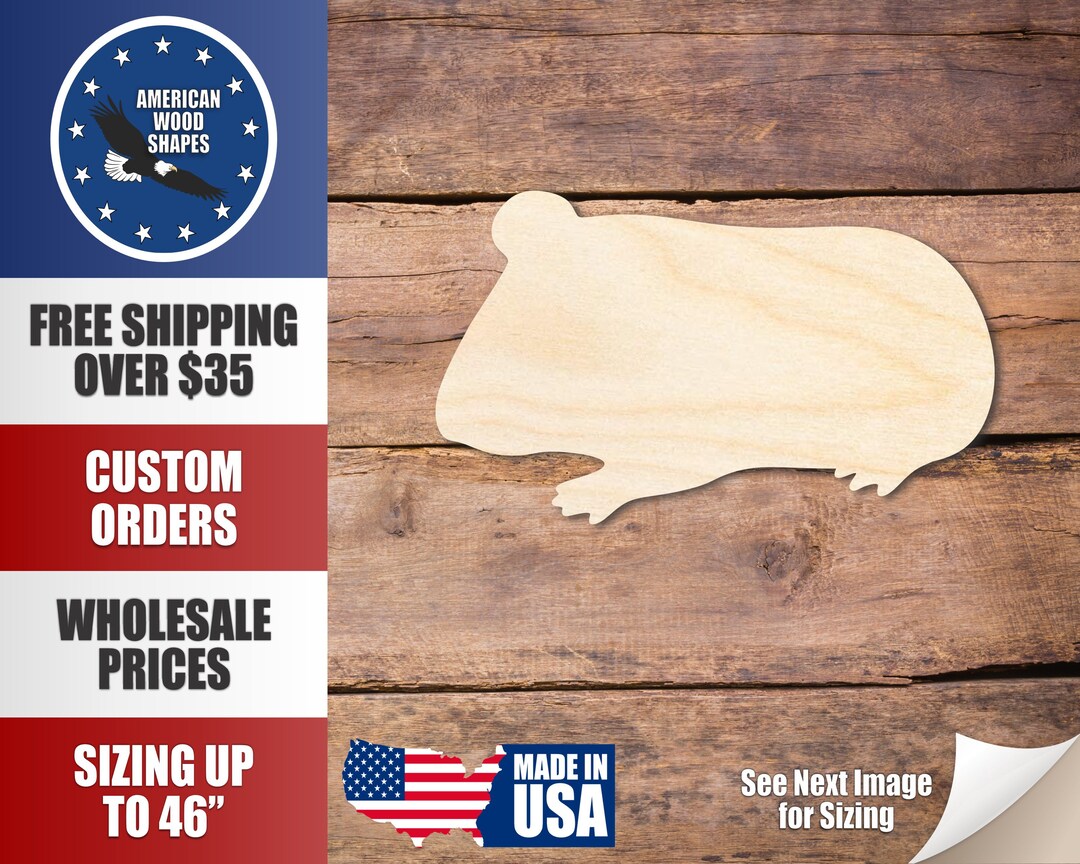 Unfinished Wood Guinea Pig Shape - Animal - Pet - Craft - up to 24" DIY ...