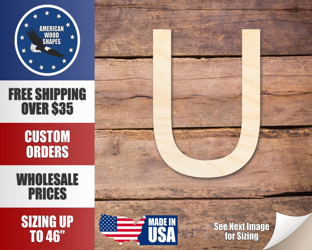 Unfinished Wood Arial Letter U Shape - Craft - up to 36" DIY - Etsy