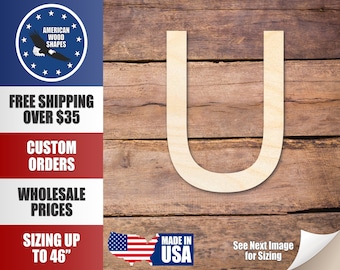 Unfinished Wooden Arial Letter U Shape Craft From 1 up to 46 DIY - Etsy