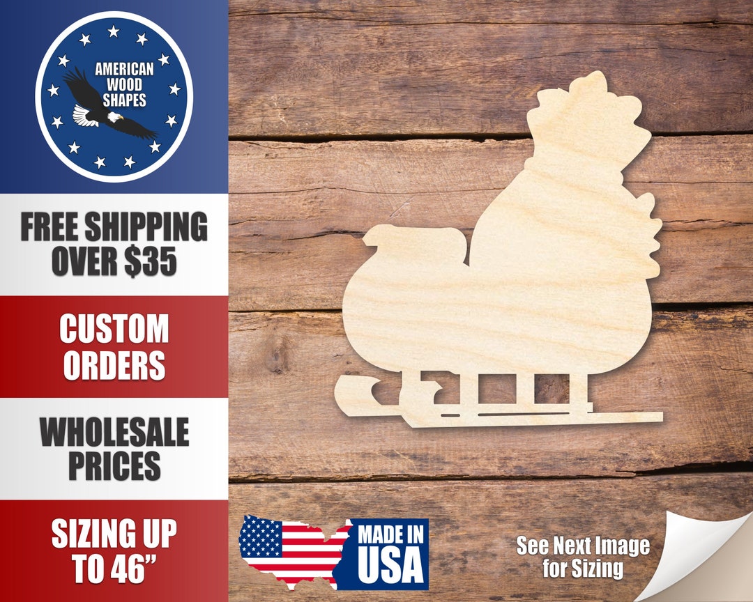 Unfinished Wood Santa Sleigh Shape - Christmas - Craft - up to 36" DIY ...