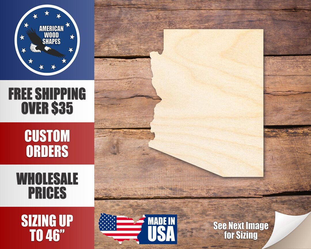 Unfinished Wood Arizona Shape - State - Craft - up to 24" DIY - Etsy
