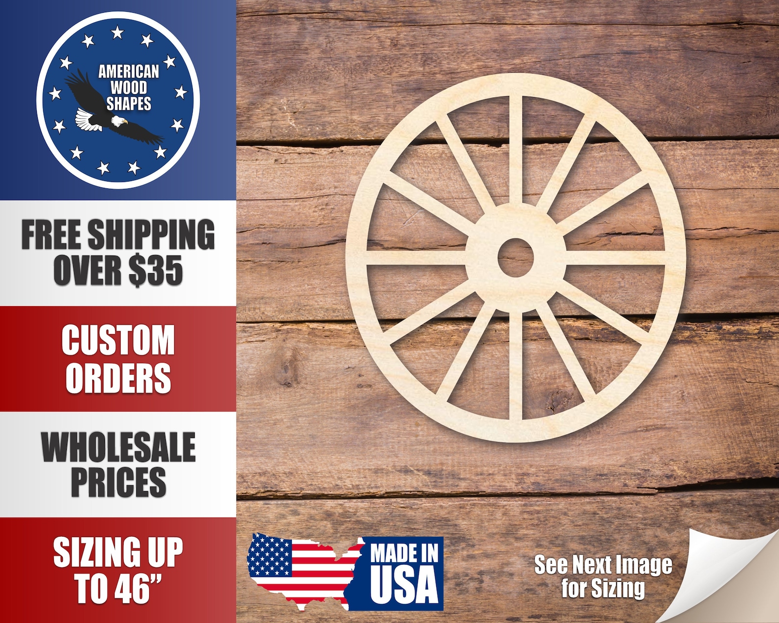 Unfinished Wood Wagon Wheel Shape - Farm - Garden - Craft - up to 24 ...