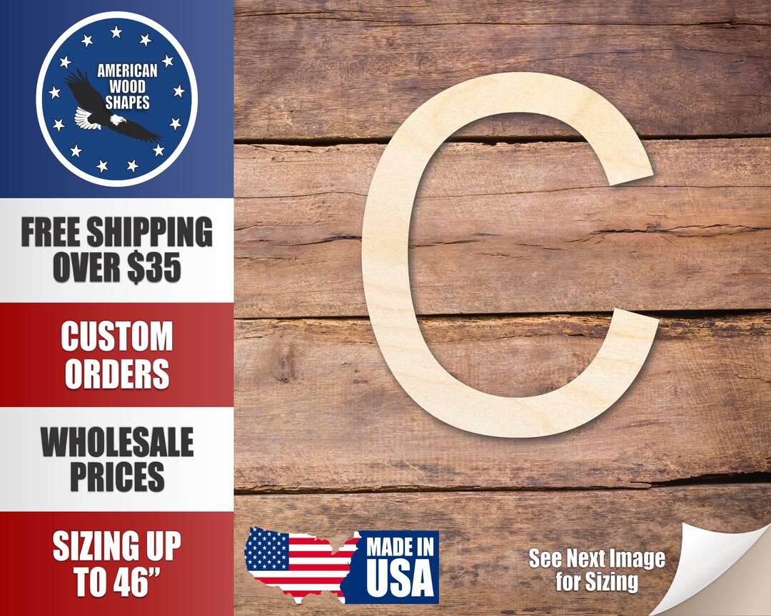 Unfinished Wood Arial Letter C Shape - Craft - up to 36" DIY - Etsy
