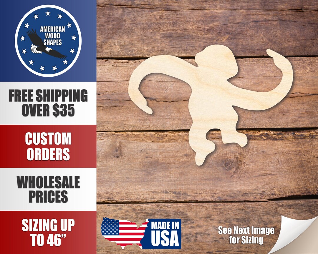 Unfinished Wood Goofy Monkey Shape - Craft - up to 36" DIY - Etsy
