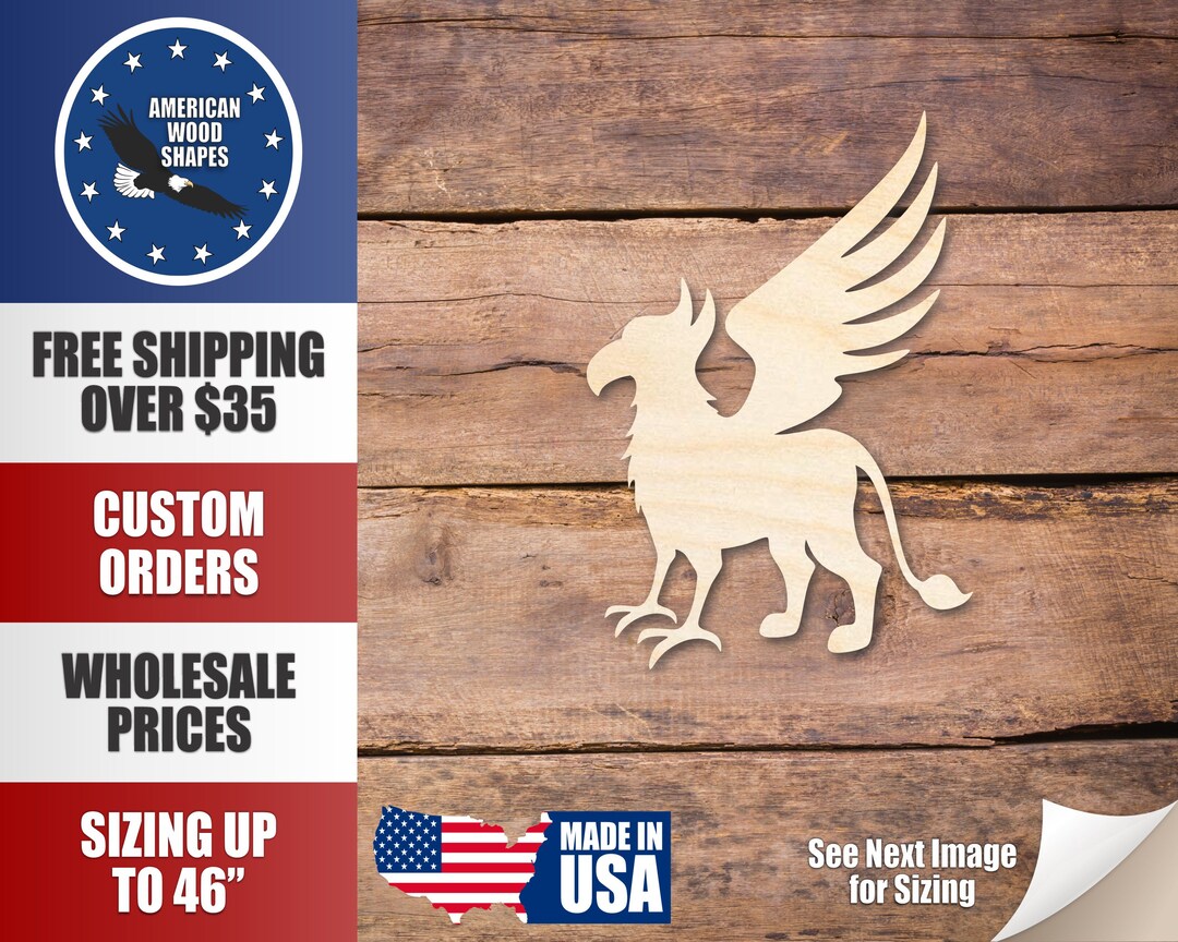 Unfinished Wood Griffin Shape - Mythical - Beast - Craft - up to 24 ...
