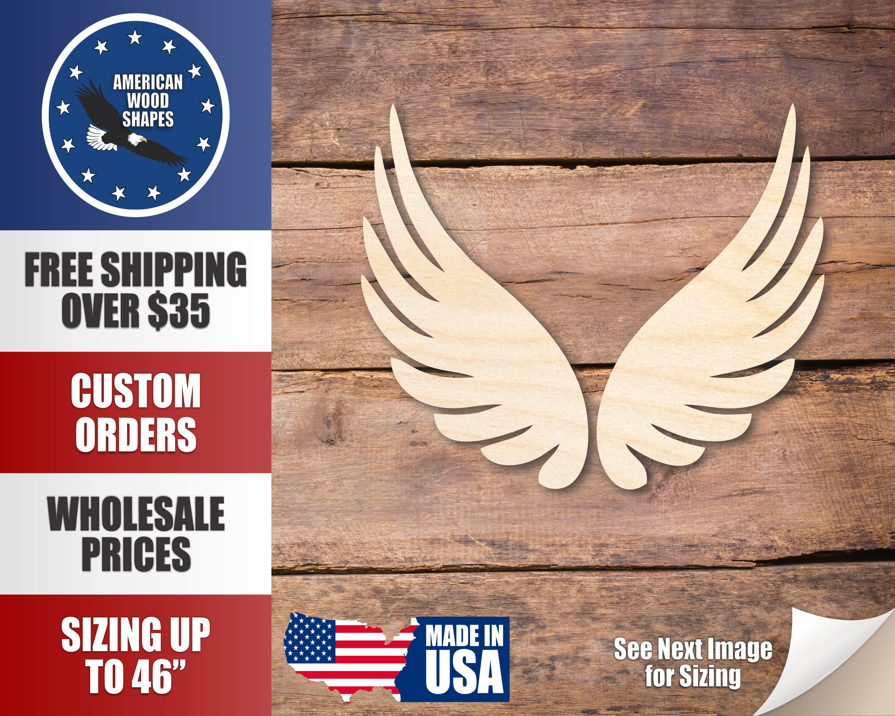 Unfinished Wood Angel Wings Shape Craft up to 36 - Etsy