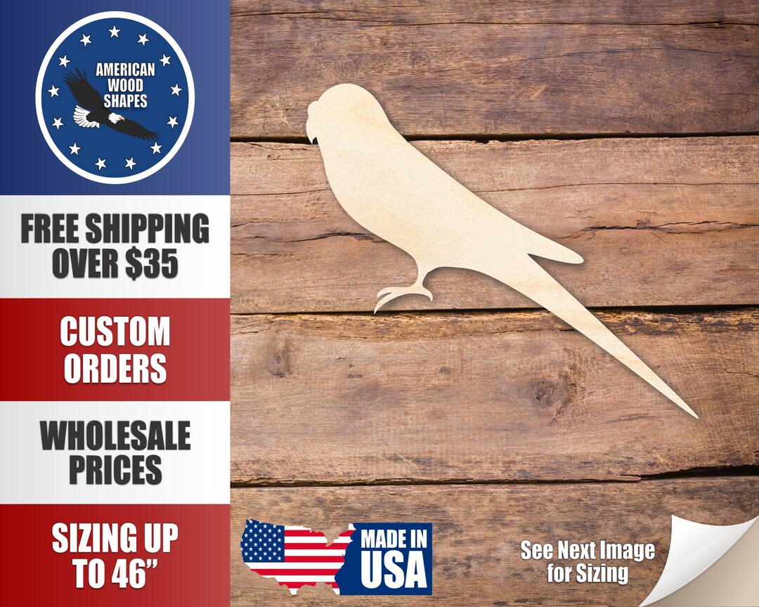Unfinished Wood Parakeet Shape - Animal - Wildlife - Pet - Craft - up ...