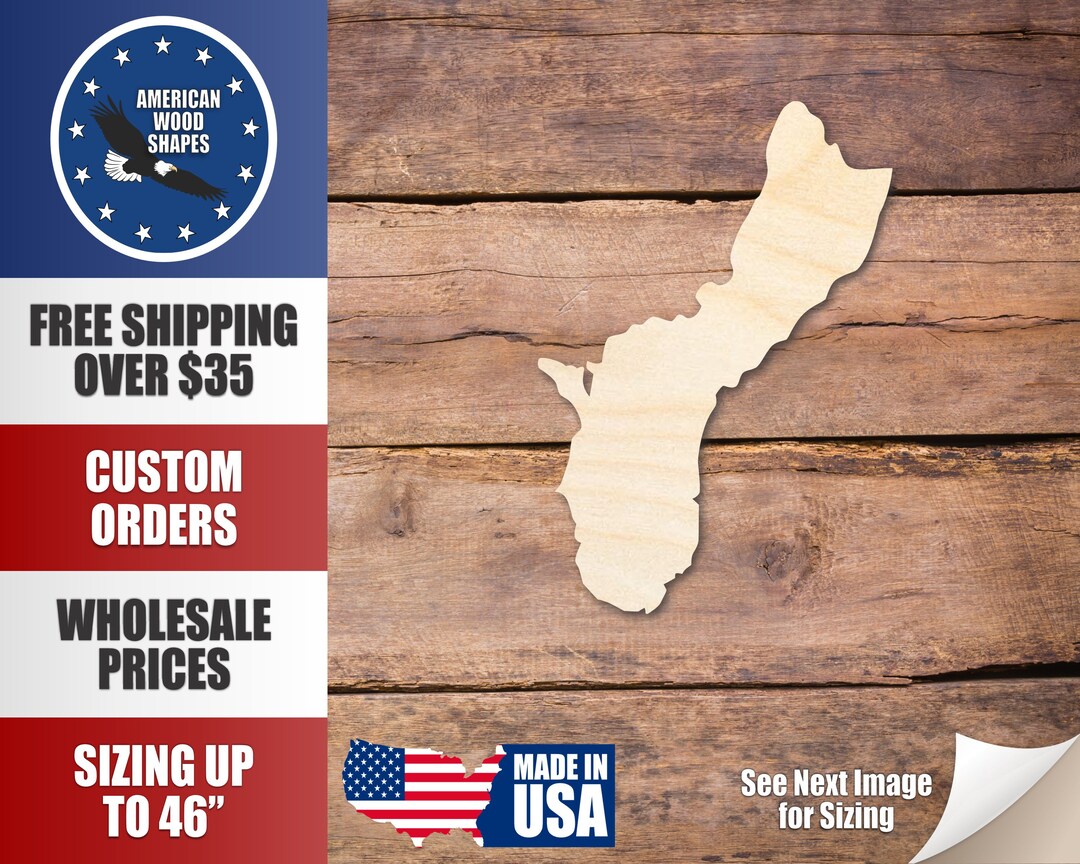 Unfinished Wood Guam Island Territory Shape - Craft - up to 36" DIY - Etsy