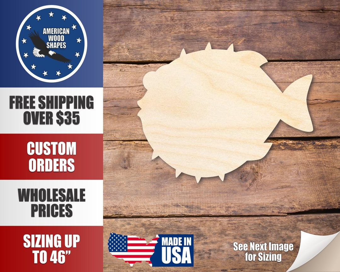 Unfinished Wood Puffer Fish Shape - Craft - up to 36" DIY - Etsy