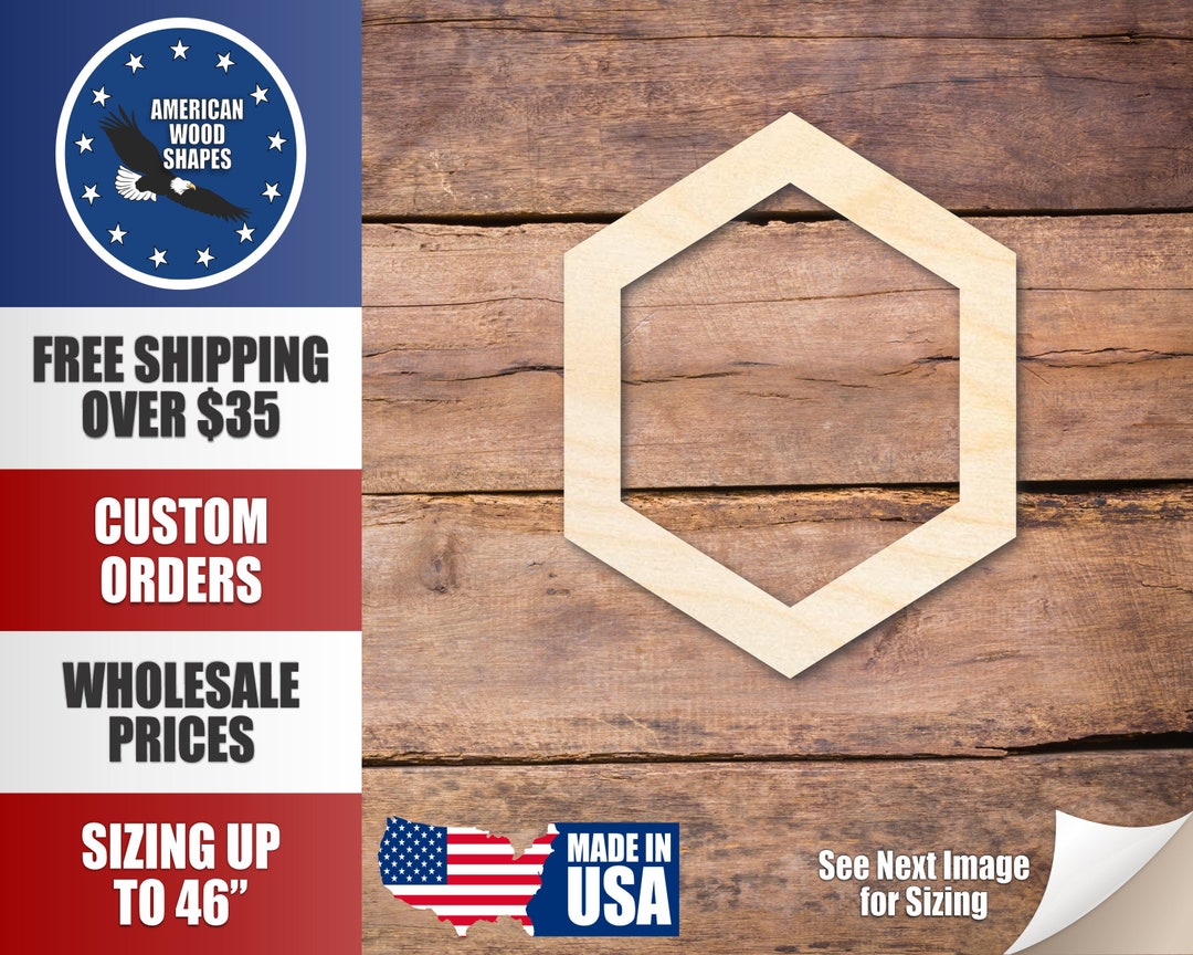 Unfinished Wood Hollow Hexagon Honeycomb Shape - Craft - up to 36" DIY ...