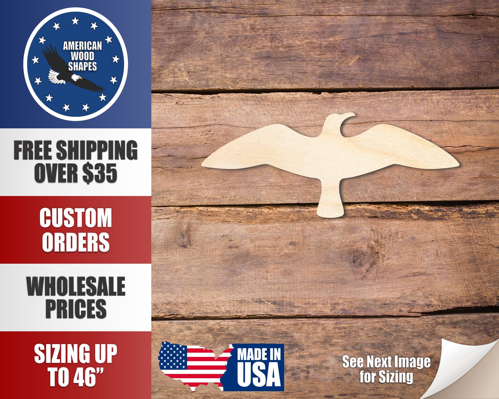 Unfinished Wood Flying Seagull Shape - Animal - Wildlife - Craft - up ...