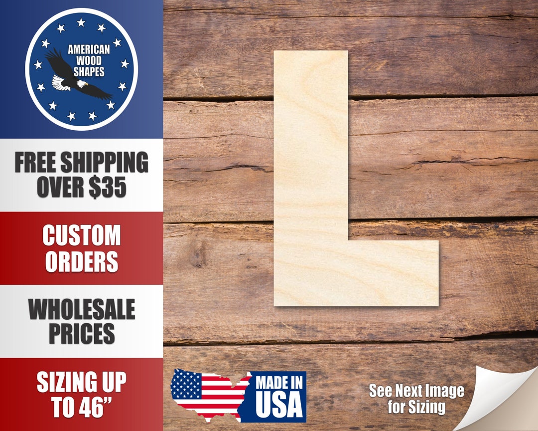 Unfinished Wood Block Letter L - Craft - up to 24" DIY - Etsy
