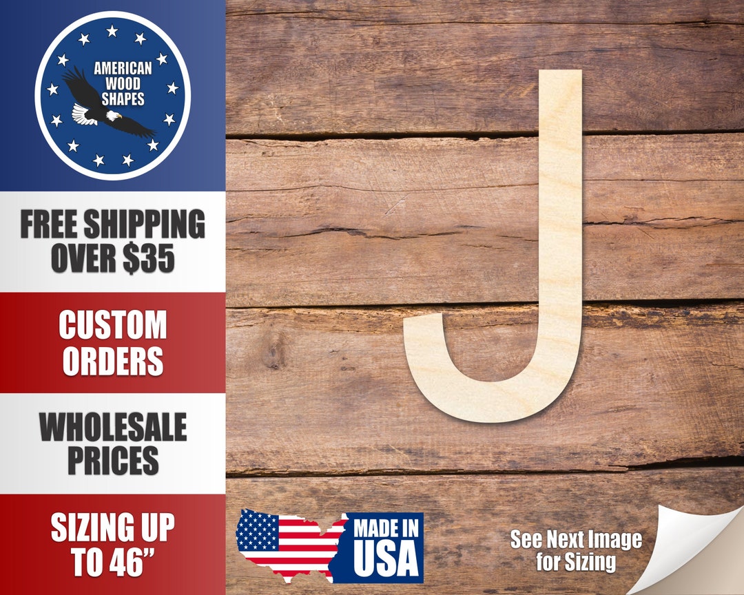 Unfinished Wood Arial Letter J Shape - Craft - up to 36" DIY - Etsy