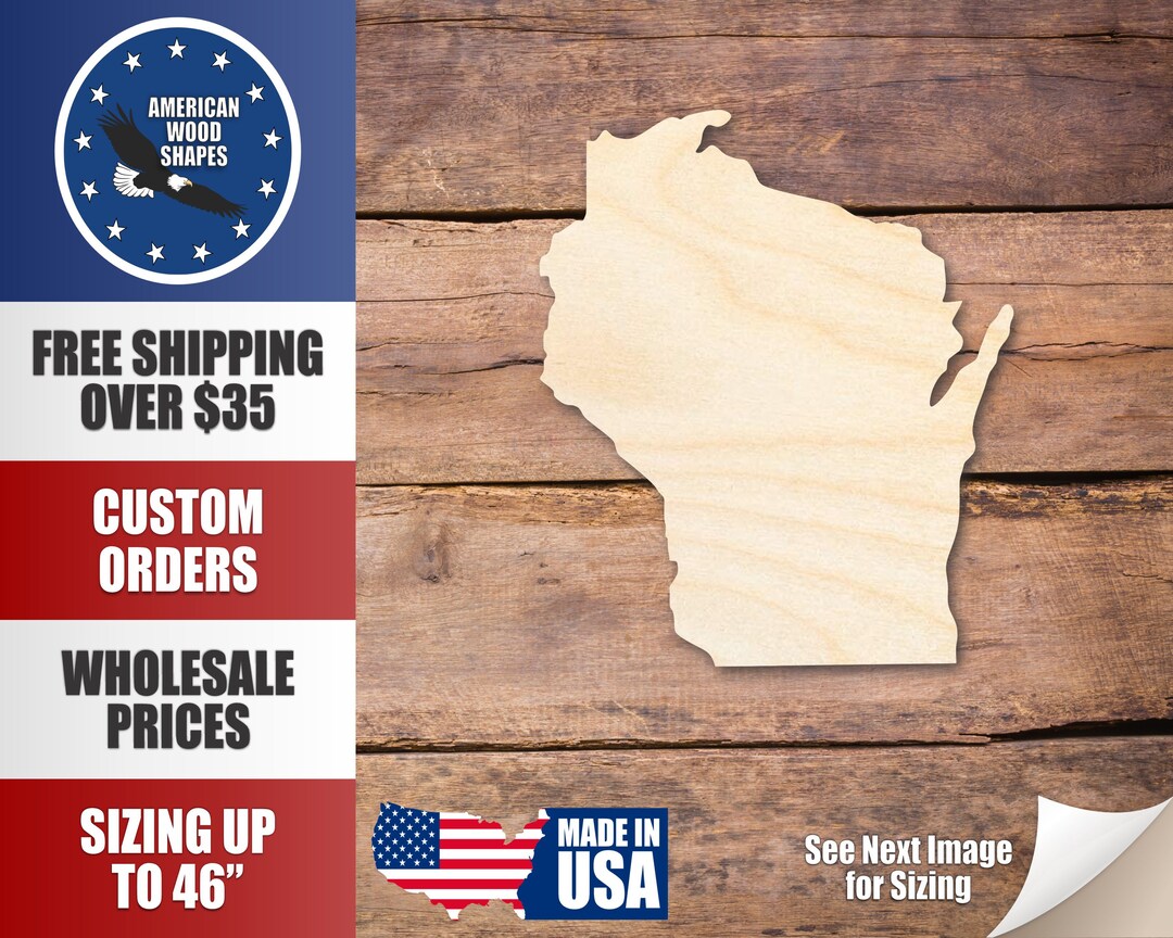Unfinished Wood Wisconsin Shape - State - Craft - up to 24" DIY - Etsy