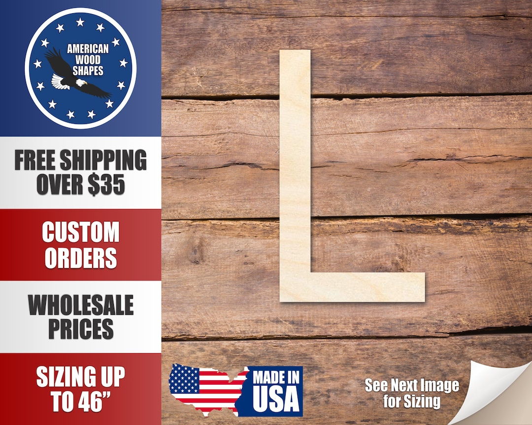 Unfinished Wood Arial Letter L Shape - Craft - up to 36" DIY - Etsy