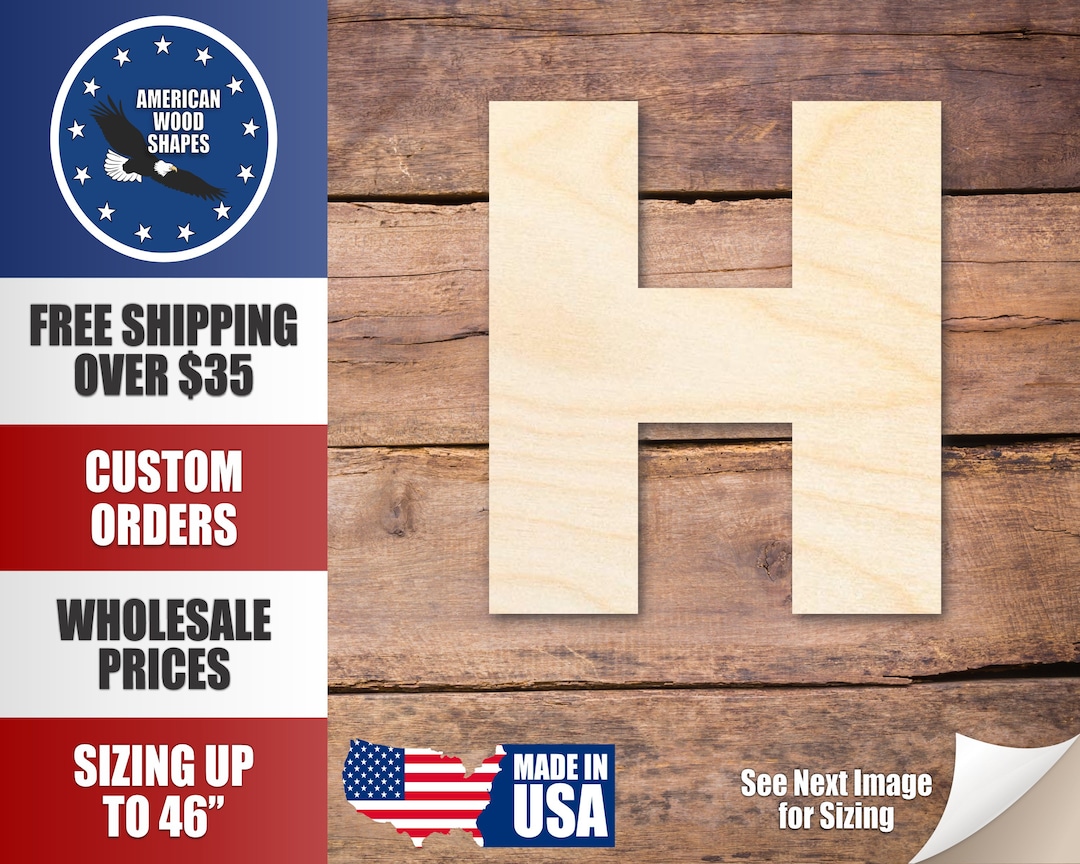 Unfinished Wood Block Letter H - Craft - up to 24" DIY - Etsy