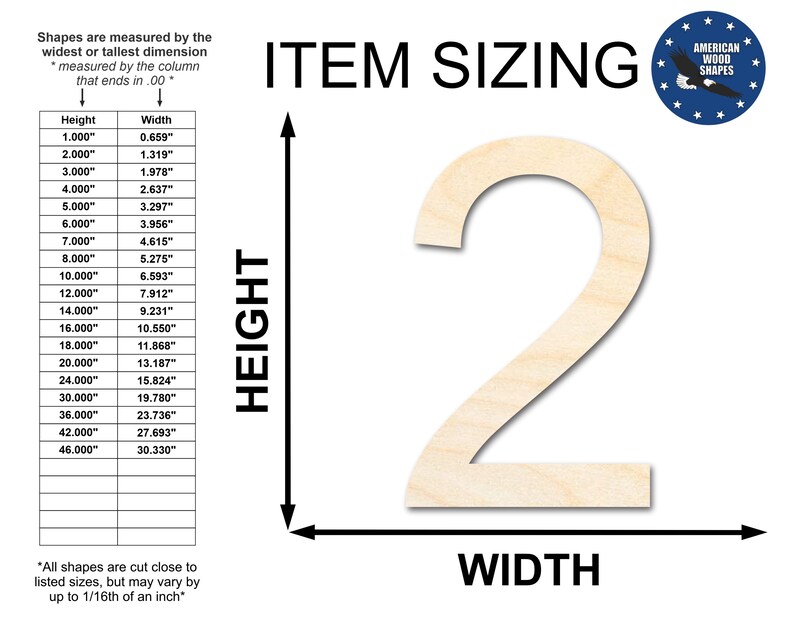 Unfinished Wood Arial Number 2 Shape - Craft - up to 36" DIY - Etsy