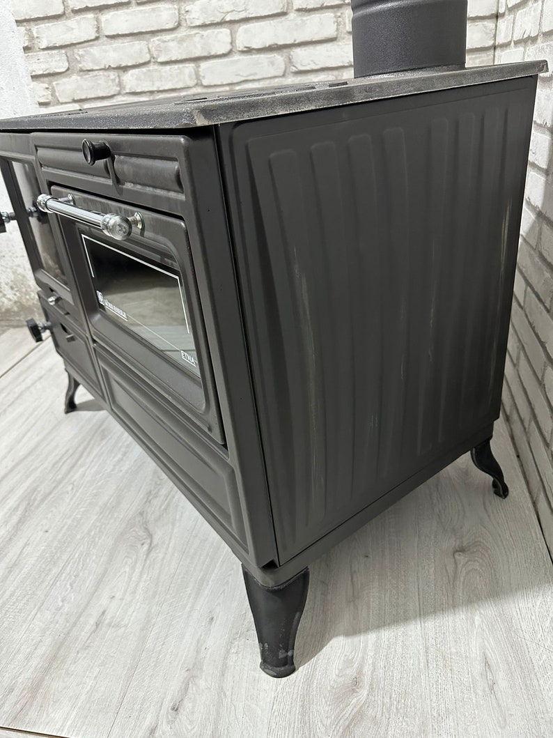 Premium Cast Iron Stove With Oven Large Glazed Wood Burner - Etsy