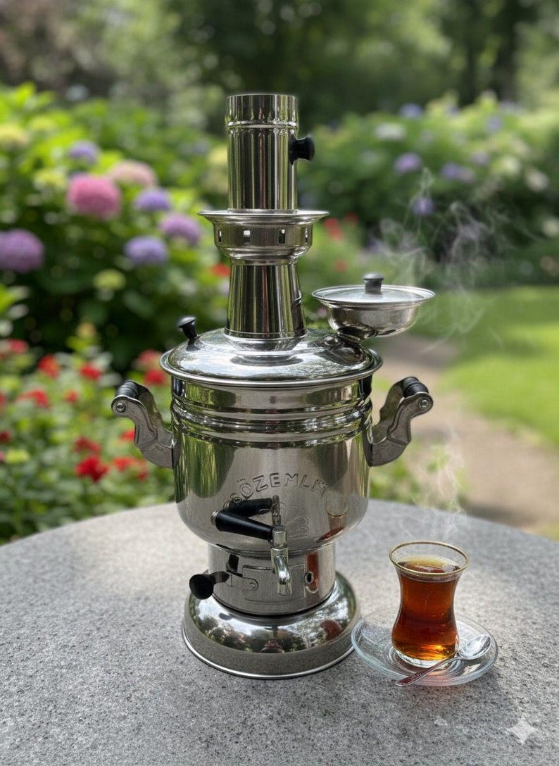 5L Turkish Samovar – Stainless Steel Wood Fired Tea Maker | Traditional ...