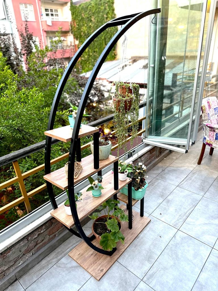 Multi Tier Wood Plant Stand - Wooden Flower Stand - Indoor Flower Shelf ...