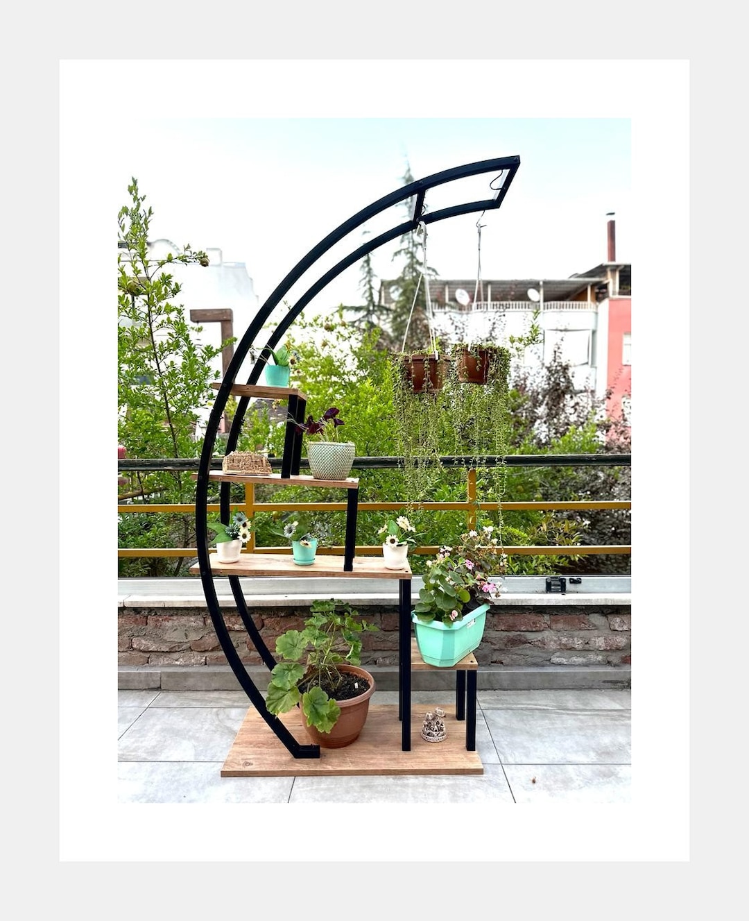 Multi Tier Wood Plant Stand - Wooden Flower Stand - Indoor Flower Shelf ...