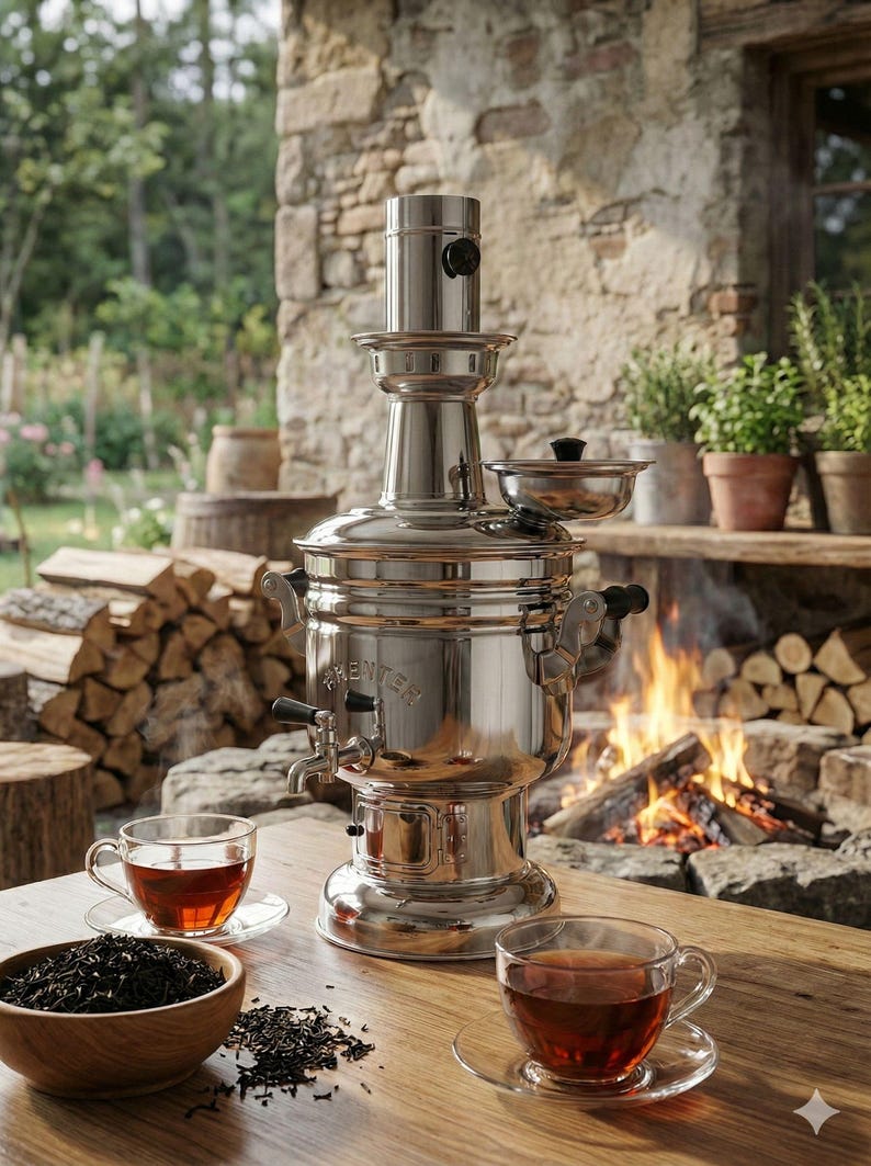 5L Turkish Samovar – Stainless Steel Wood Fired Tea Maker | Traditional ...