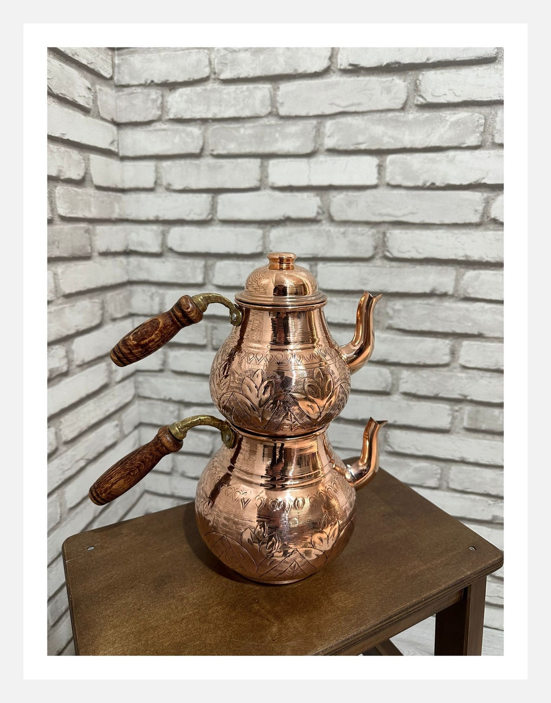 Turkish Handmade Embroidered Copper Teapot,turkish Tea Pot Set, Turkish ...