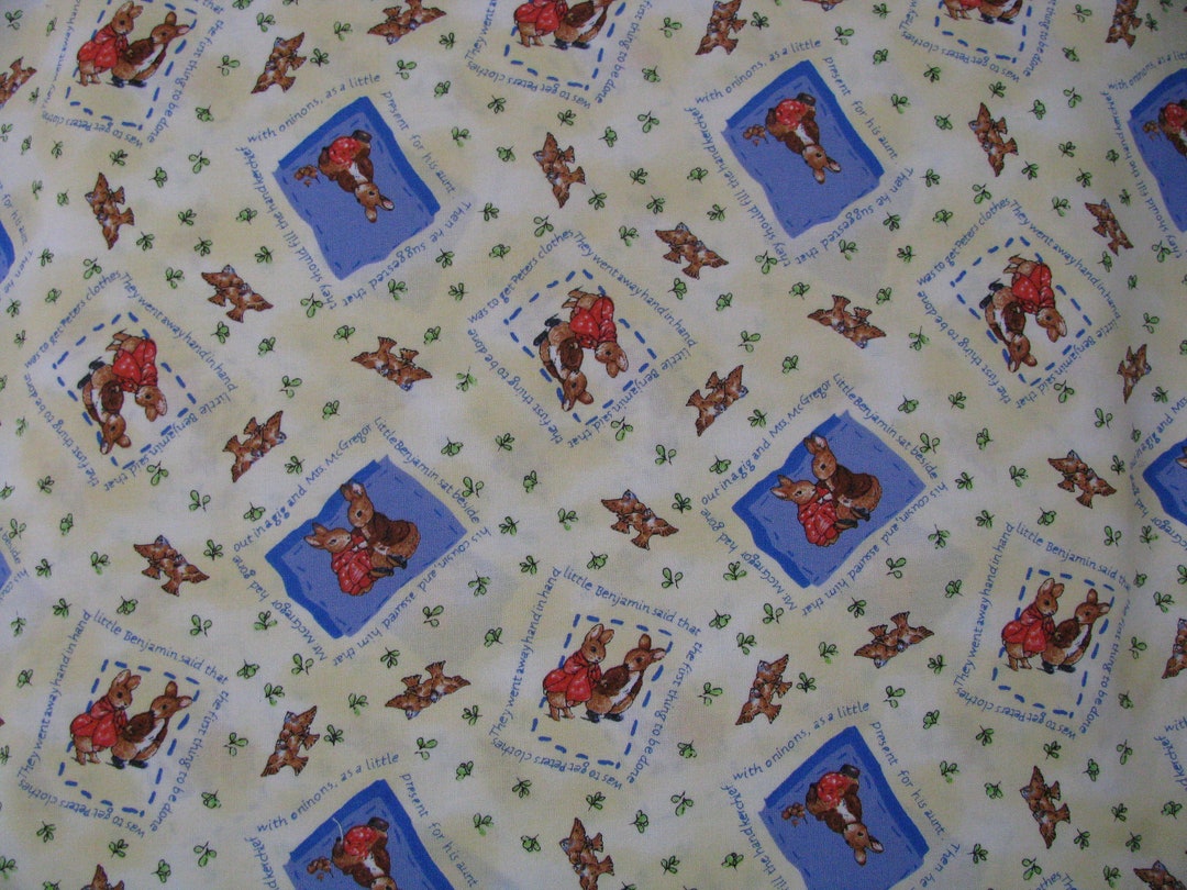 3 Yard Cut Vintage Very HTF Peter Rabbit Beatrix Potter A E Nathan ...
