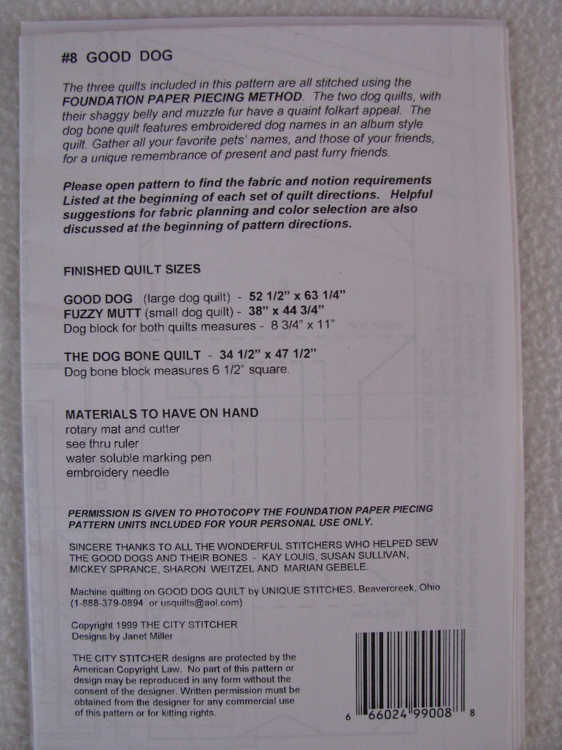 Good Dog Quilt Pattern Paper Piecing Dog Bone Quilt by City Stitcher - Etsy