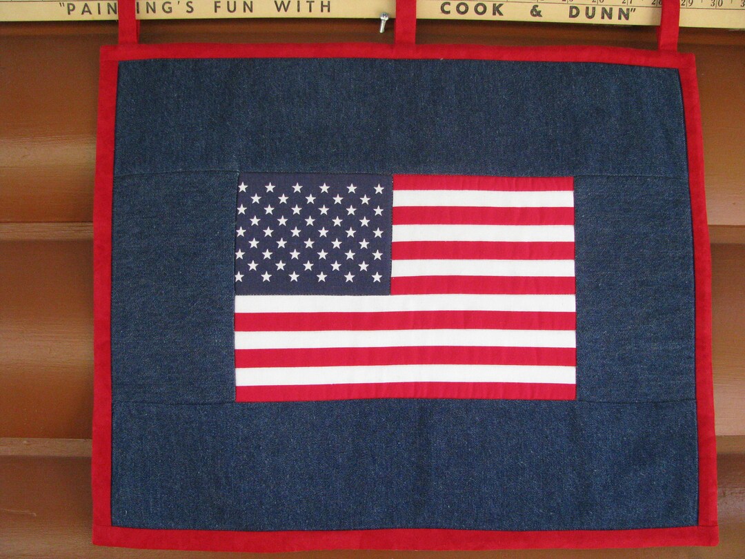 Patriotic Denim Flag Quilted Wall Hanging, American Wall Art - Etsy