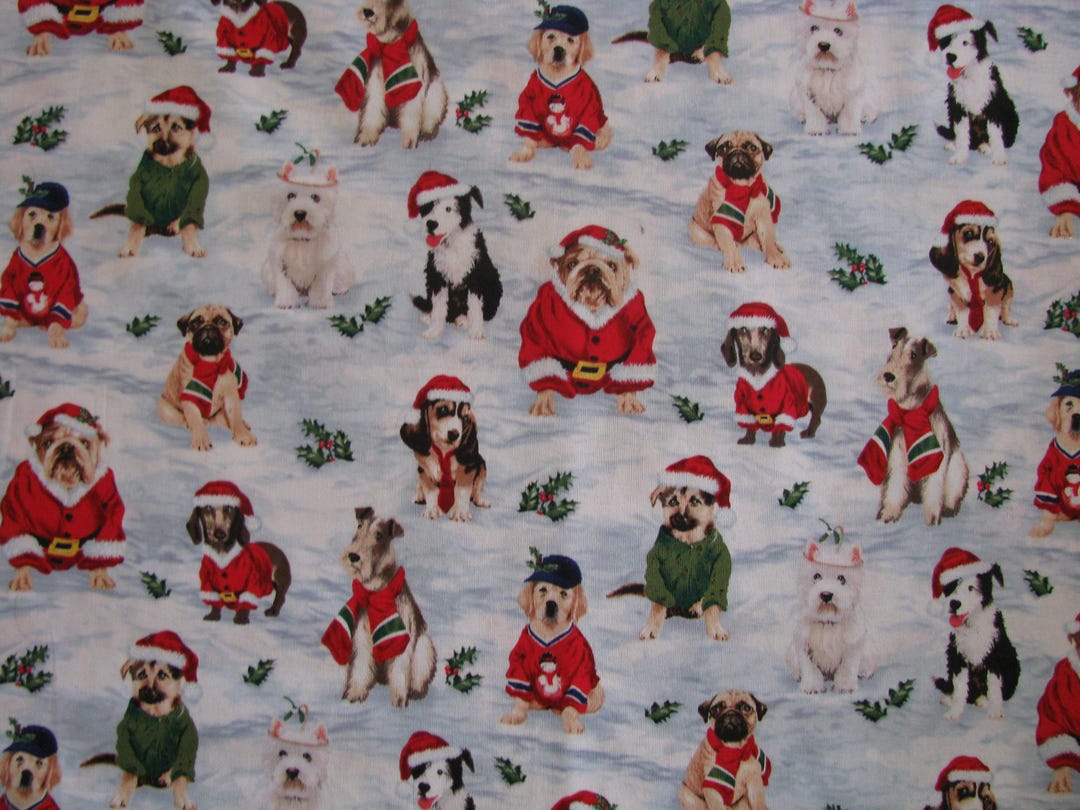 Rare OOP SCS Designs Christmas Dogs Fabric Multi Breed Dog 2/3 Yard - Etsy