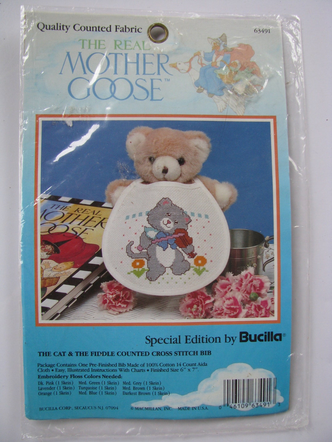 Vintage Unopened Cat and the Fiddle Counted Cross Stitch Bib by Bucilla ...