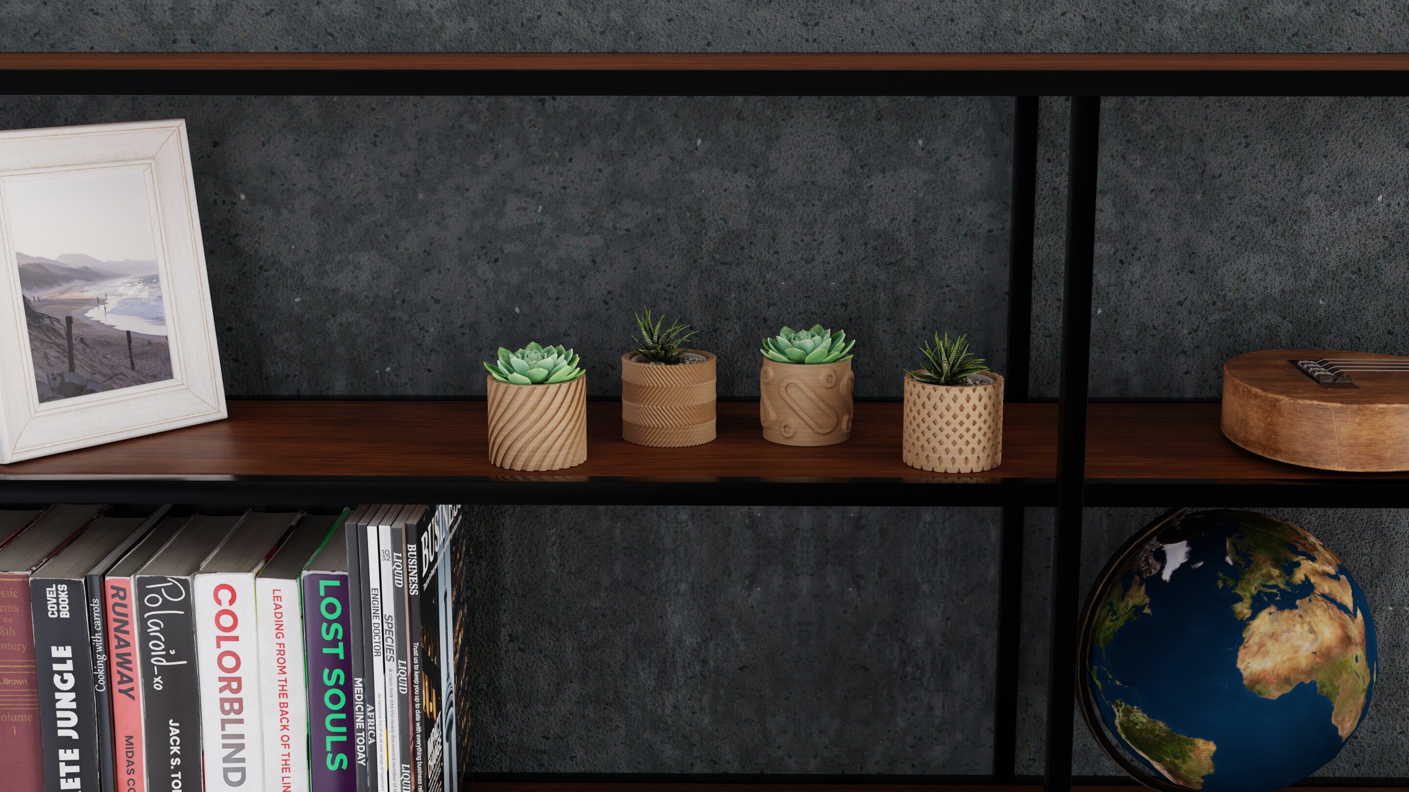 Set of 4 Planters, 5,5 Cm, 3D Printed, Crafted From Biowood, Simple ...