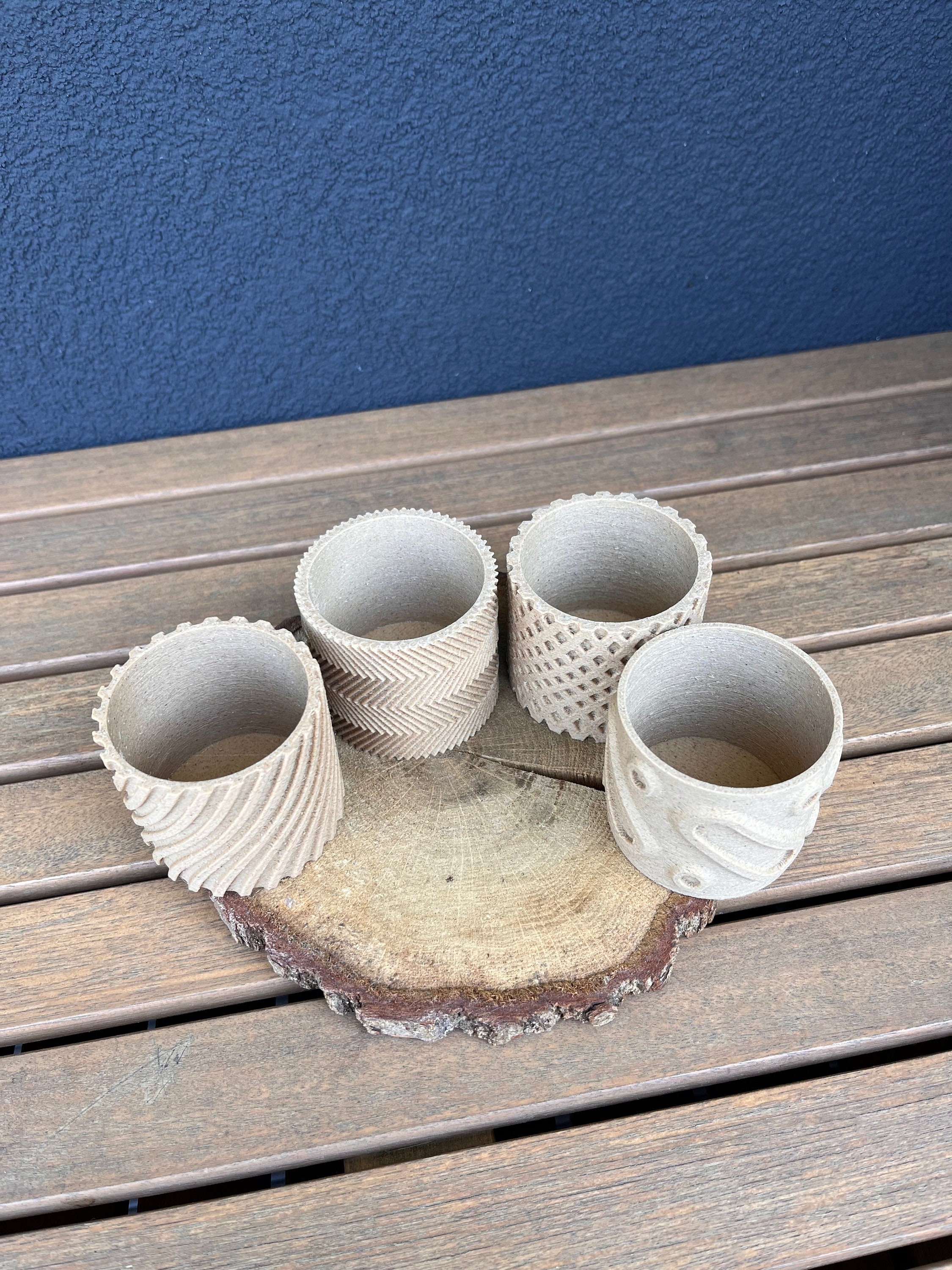 Set of 4 Planters, 5,5 Cm, 3D Printed, Crafted From Biowood, Simple ...
