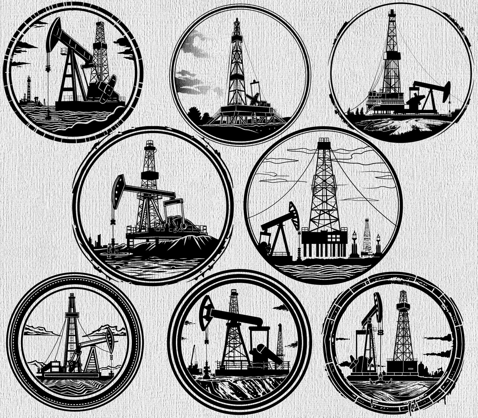 Oil Rig Drill Svg Bundle Oilfield Laser Engraving PNG Oil Pump Decal ...
