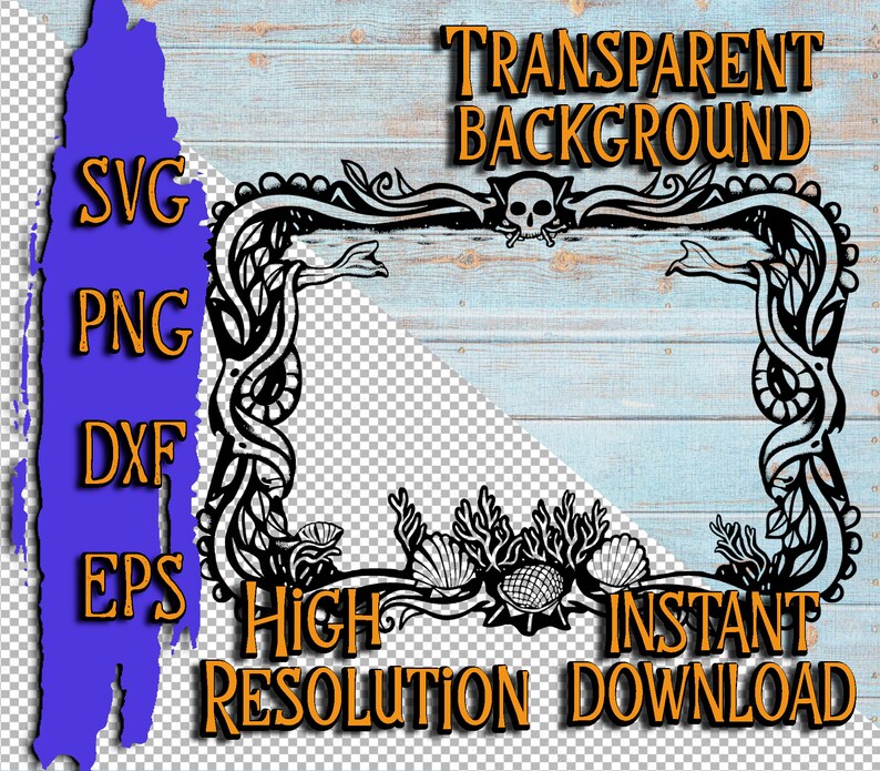 Nautical Frame Bundle Marine Life SVG Border Pirate Decor PNG Frame ...