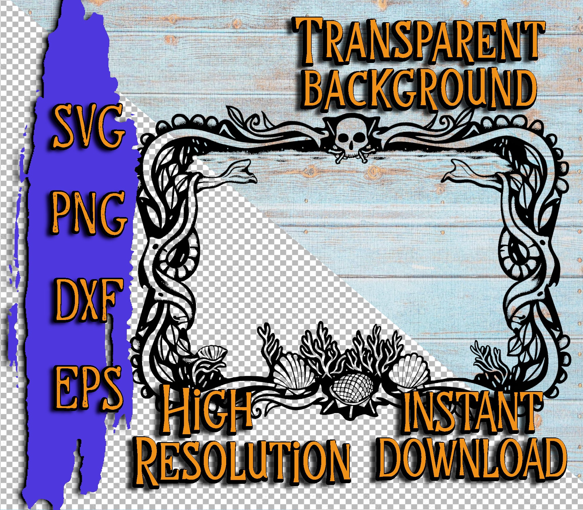 Nautical Frame Bundle Marine Life SVG Border Pirate Decor PNG Frame ...