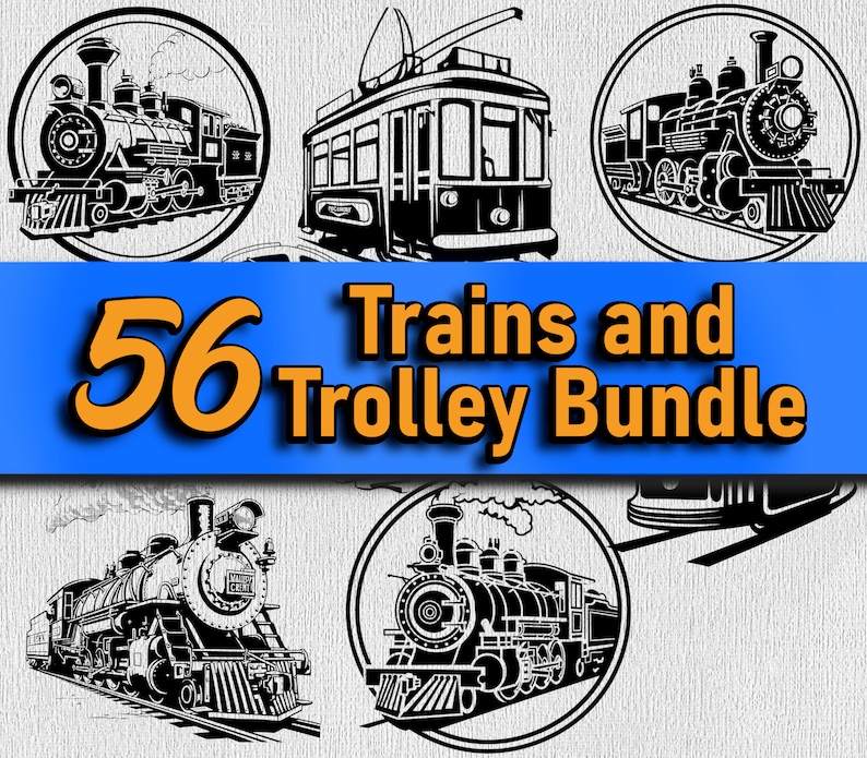 Train Svg Bundle Trolley Laser Engraving PNG Locomotive Decal Vector ...