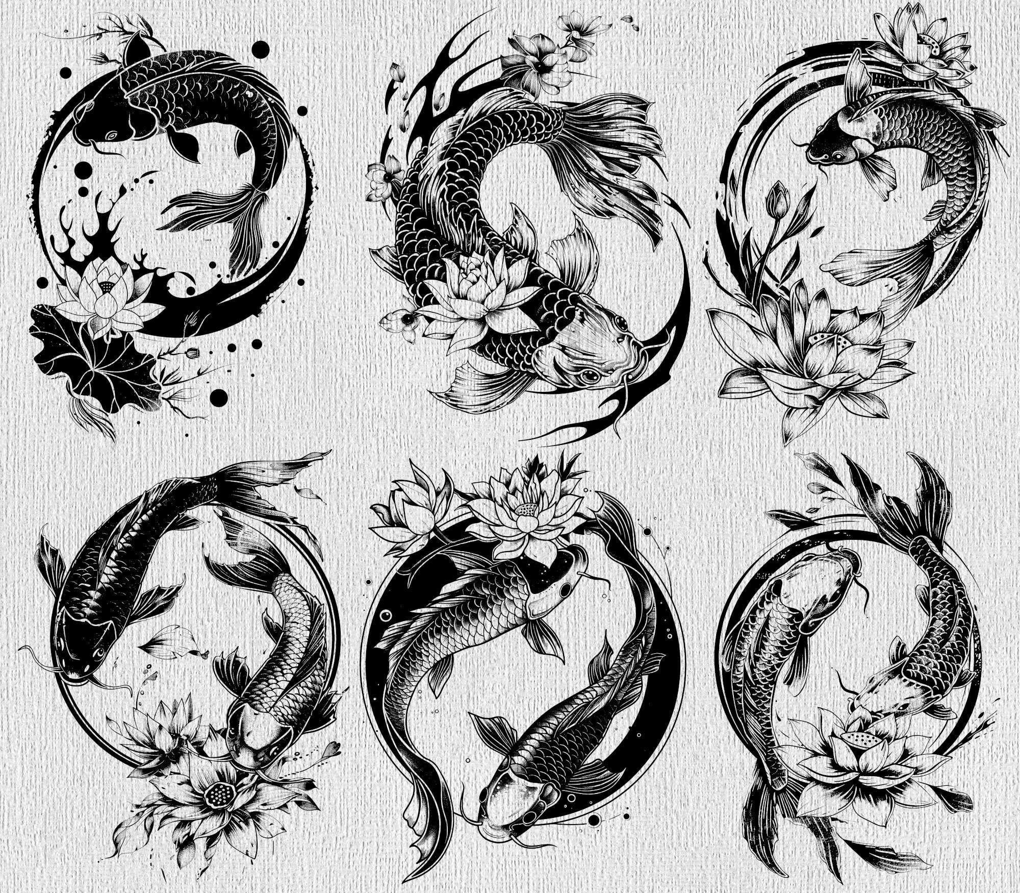 Koi Fish and Lotus SVG | Japanese Vector Art for Sublimation & Crafts ...