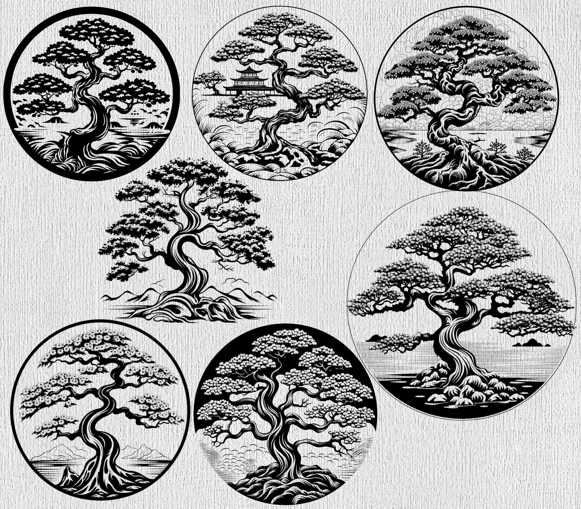 Bonsai Tree SVG Bundle Exotic Bonsai Printable Tree Logo PNG Bonsai ...